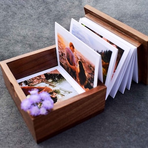 Walnut Pull Out Photo Album-custom Photo Box-trinket Wooden Box-memory ...