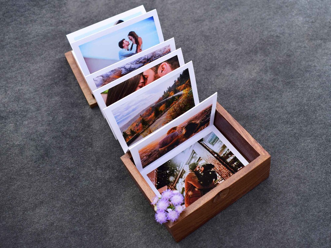 Pull up Photo Personalized Wooden Box-solid Walnut Pull Out Photo Album ...
