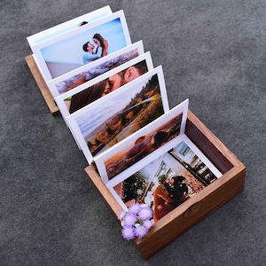 Walnut Pull Out Photo Album-custom Photo Box-trinket Wooden Box-memory ...