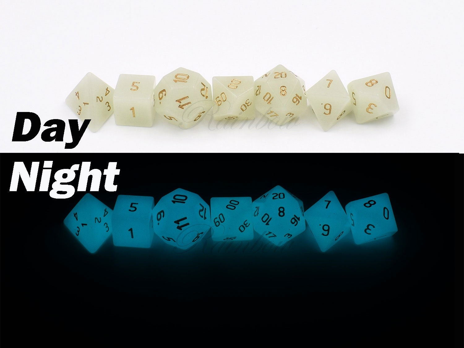 Dice-aqua Glow in the Dark Dungeons and Dragons Dice-gem - Etsy