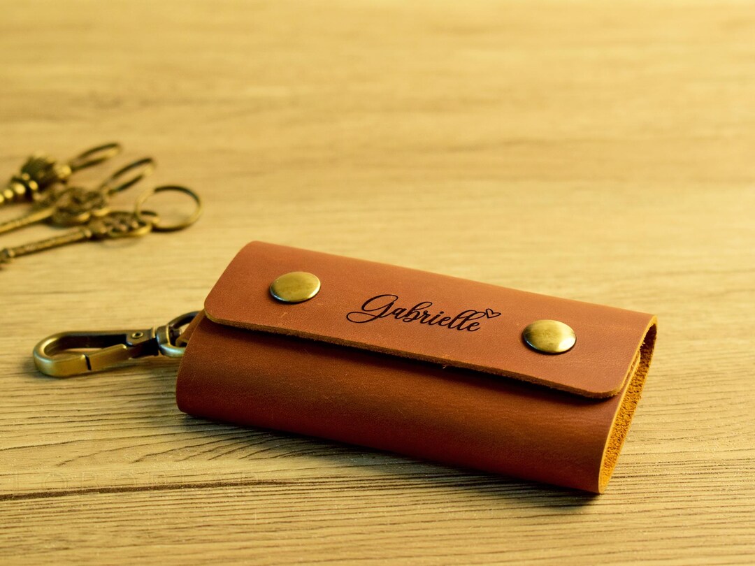 Custom Key Pouch Wallet-personalised Genius Leather Key Fob Case-6 Ring ...
