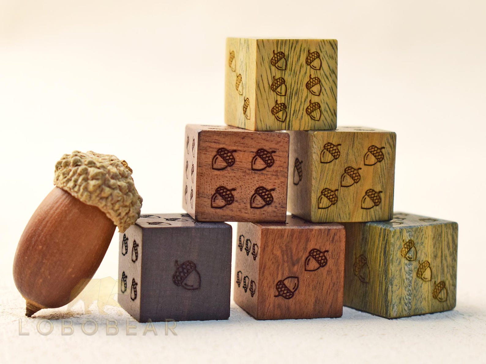 16mm Acorn D6-nature Wood Dice-acorn D6-wooden Pips D6 Dice-dnd Dice ...