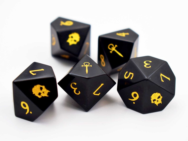 Black Obsidian Vampire Dice Set-vtm Dice-vampire Dice Set-engraved D10s ...