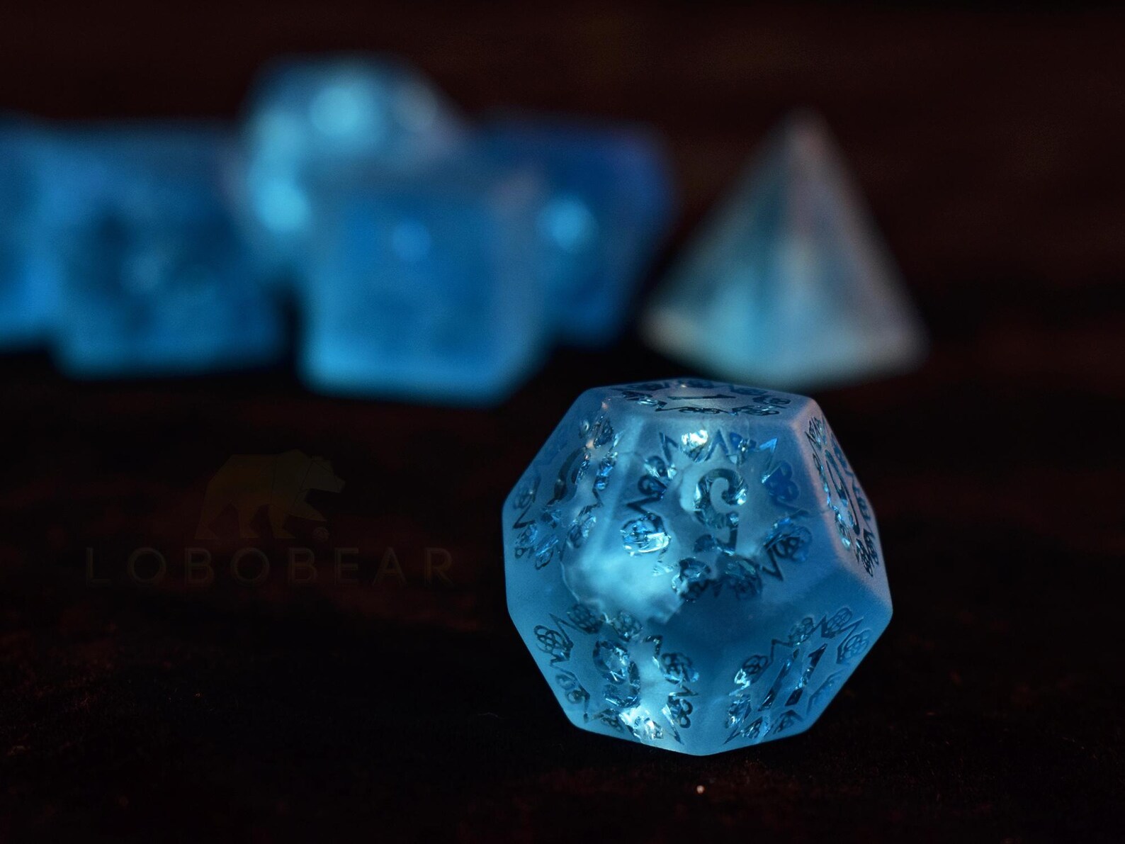 Blue Lightning Glass Raised Dice Set-dungeons & Dragons Dice-dnd D and ...