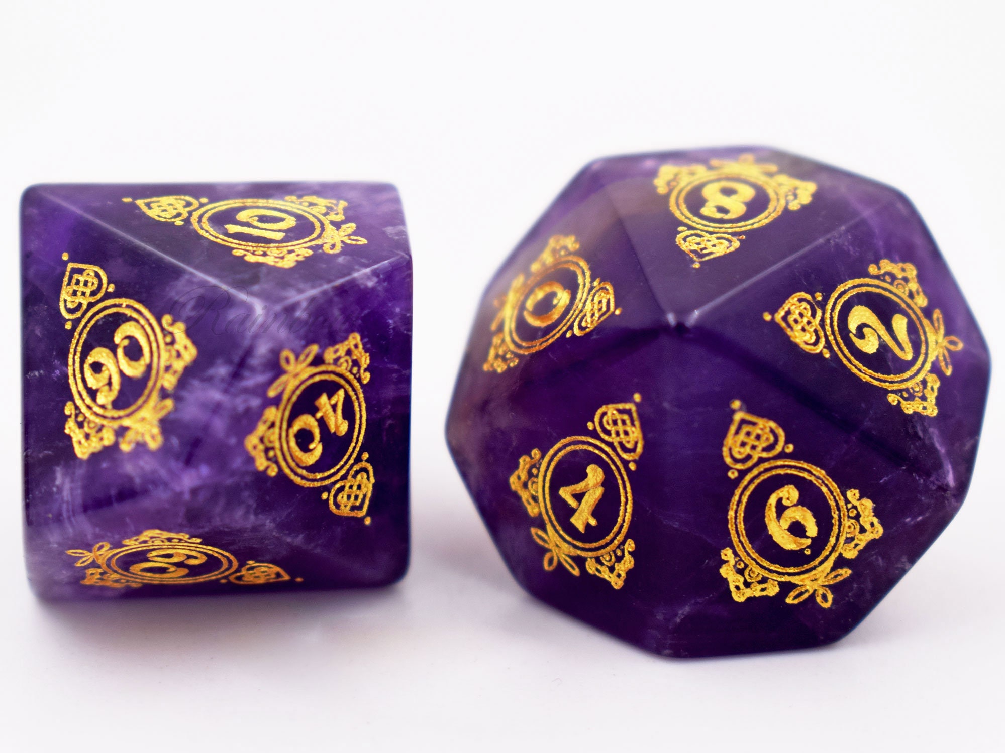 Amethyst Dice Set-engraved Dnd Dice Set-polyhedral Gemstone | Etsy