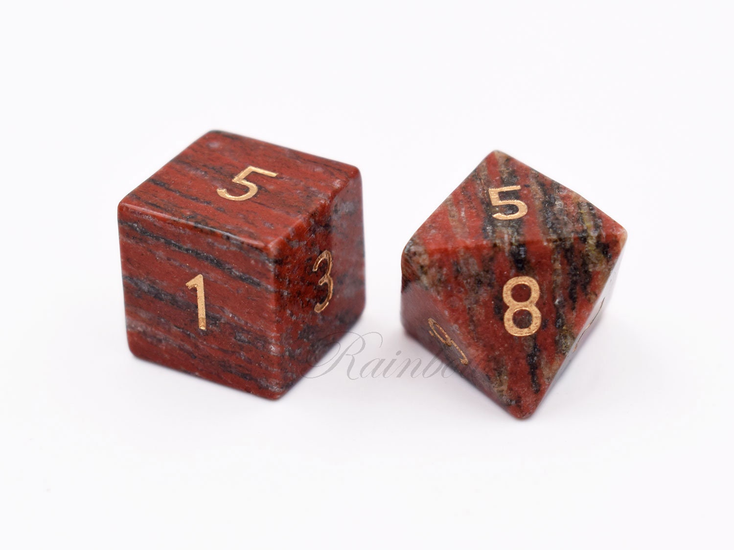 Dice-full Set Red Granite Stone Dice Set-engraved Gem Dice - Etsy
