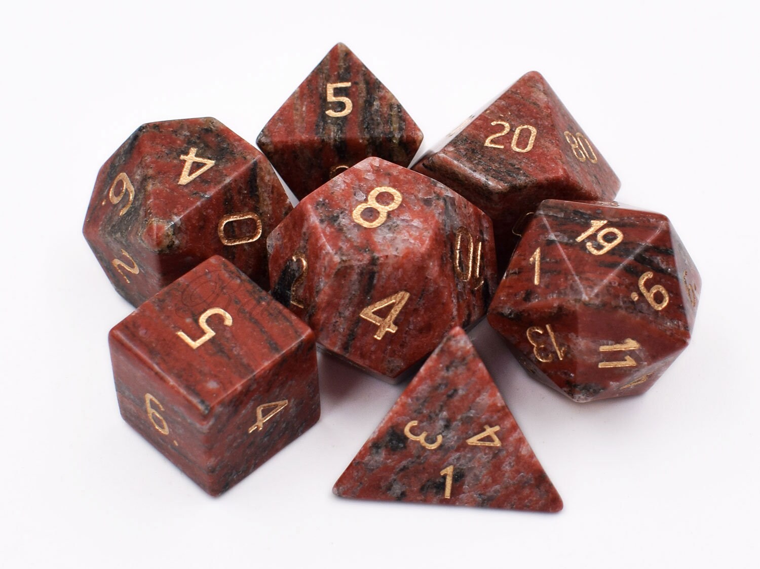 Dice-full Set Red Granite Stone Dice Set-engraved Gem Dice - Etsy