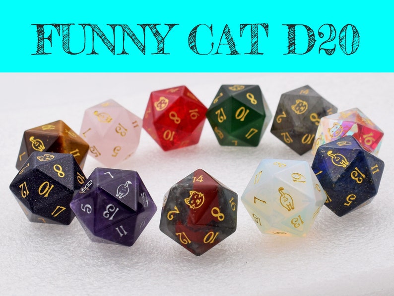 Cat Dice-dnd D and D Dice-cat Butt D20 Dice-gemstone Dice-kitty Butts ...
