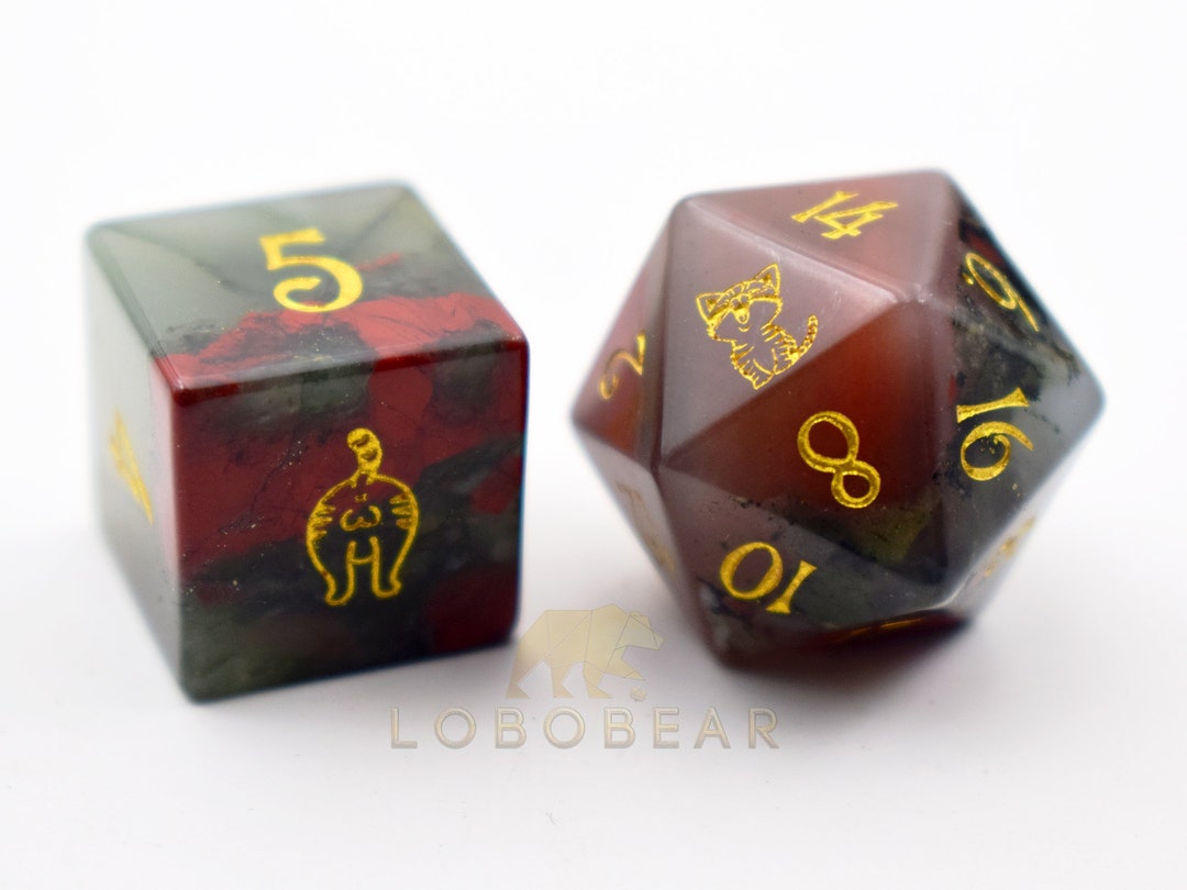 Cat Dice Set-bloodstone Gemstone Dnd D and D Dice-cat Butt Dice Set ...