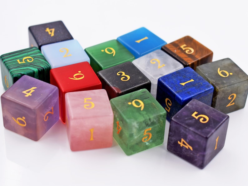Natural Gemstone D6 Die-engraved D6 Dice-dungeons and Dragons Dice-gem ...