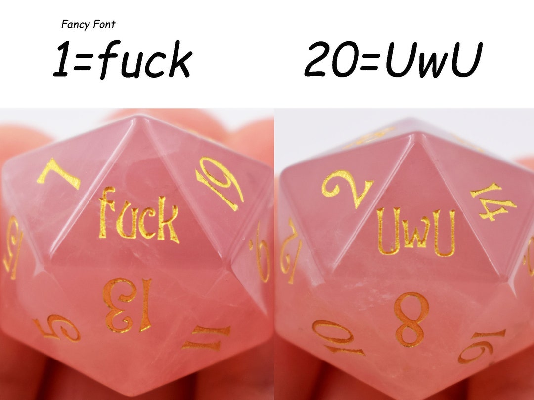 CLEARANCE Sale-1 Piece Rose Quartz F*CK Uwu D20 Die-critical Failure ...