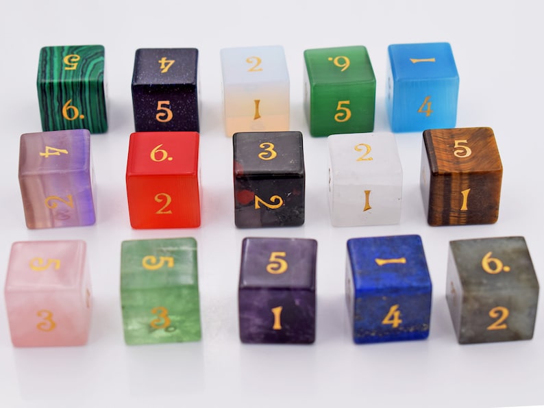 Natural Gemstone D6 Die-engraved D6 Dice-dungeons and Dragons Dice-gem ...