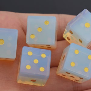 Opalite Pips D6s-d6 Dice-yahtzee Dice-6 Side Dice-engraved Gemstone D6 ...