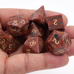 Dice-full Set Red Granite Stone Dice Set-engraved Gem Dice Set ...