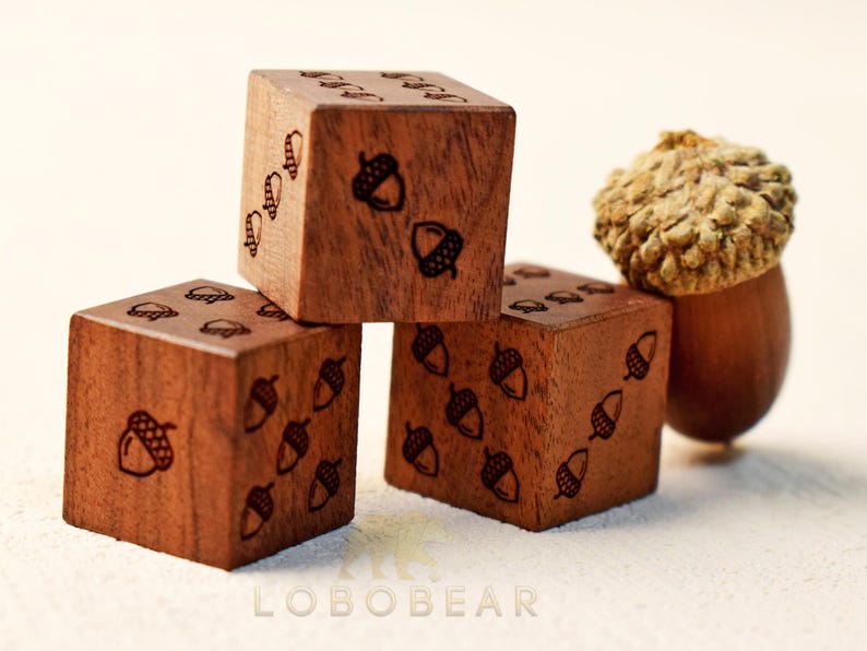 16mm Acorn D6-nature Wood Dice-acorn D6-wooden Pips D6 Dice-dnd Dice ...