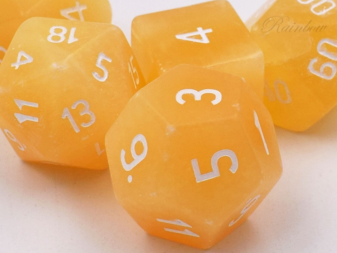 Yellow Jade Dice Set-engraved Dice Set-polyhedral Gemstone Dice-stone ...