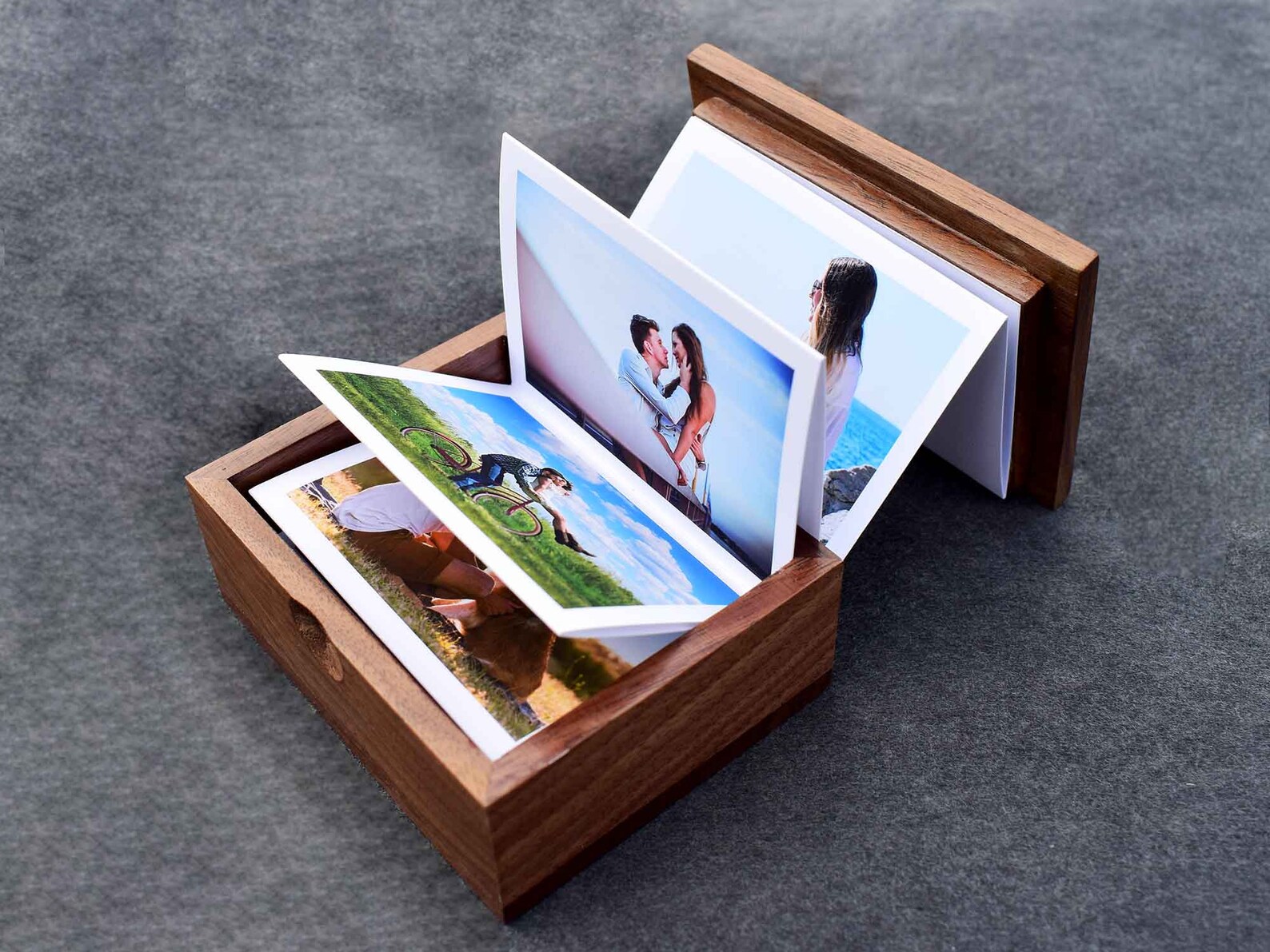 Walnut Pull Out Photo Album-custom Photo Box-trinket Wooden Box-memory ...