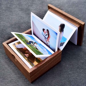Walnut Pull Out Photo Album-custom Photo Box-trinket Wooden Box-memory ...