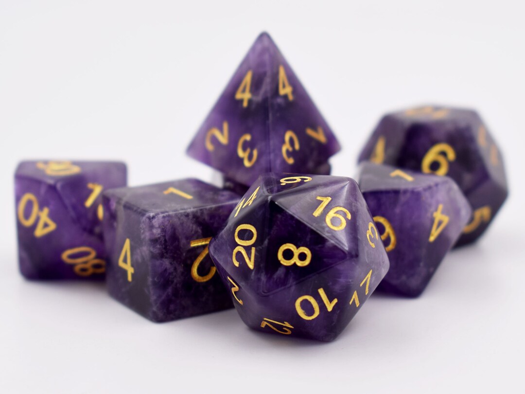 Full Set of Amethyst Dice Set-engraved Dungeons and Dragons Dice ...