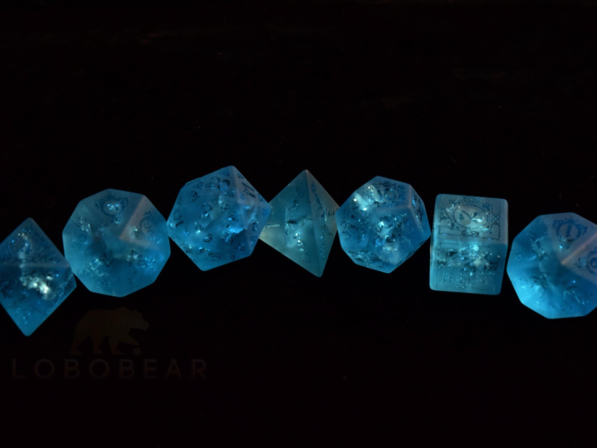 Blue Lightning Glass Raised Dice Set-dungeons & Dragons Dice-dnd D and ...