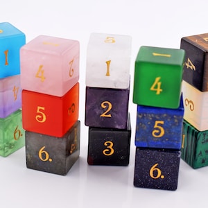 Natural Gemstone D6 Die-engraved D6 Dice-dungeons and Dragons Dice-gem ...