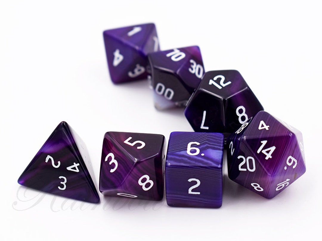 Purple Lace Agate Stone Dice Set-dnd D and D Dice Set-dungeons - Etsy