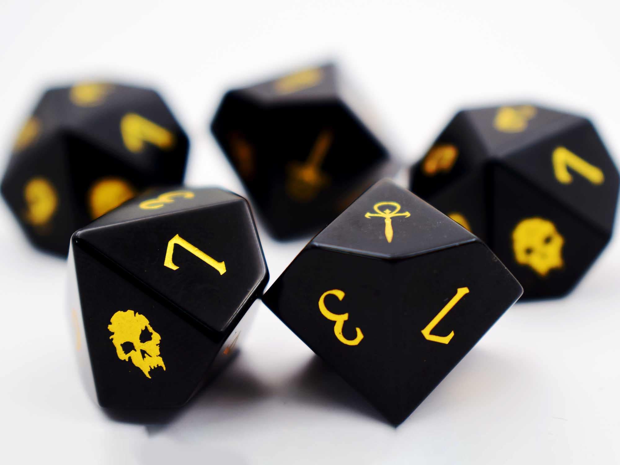 Black Obsidian Vampire Dice Set-vtm Dice-vampire Dice Set-engraved D10s ...