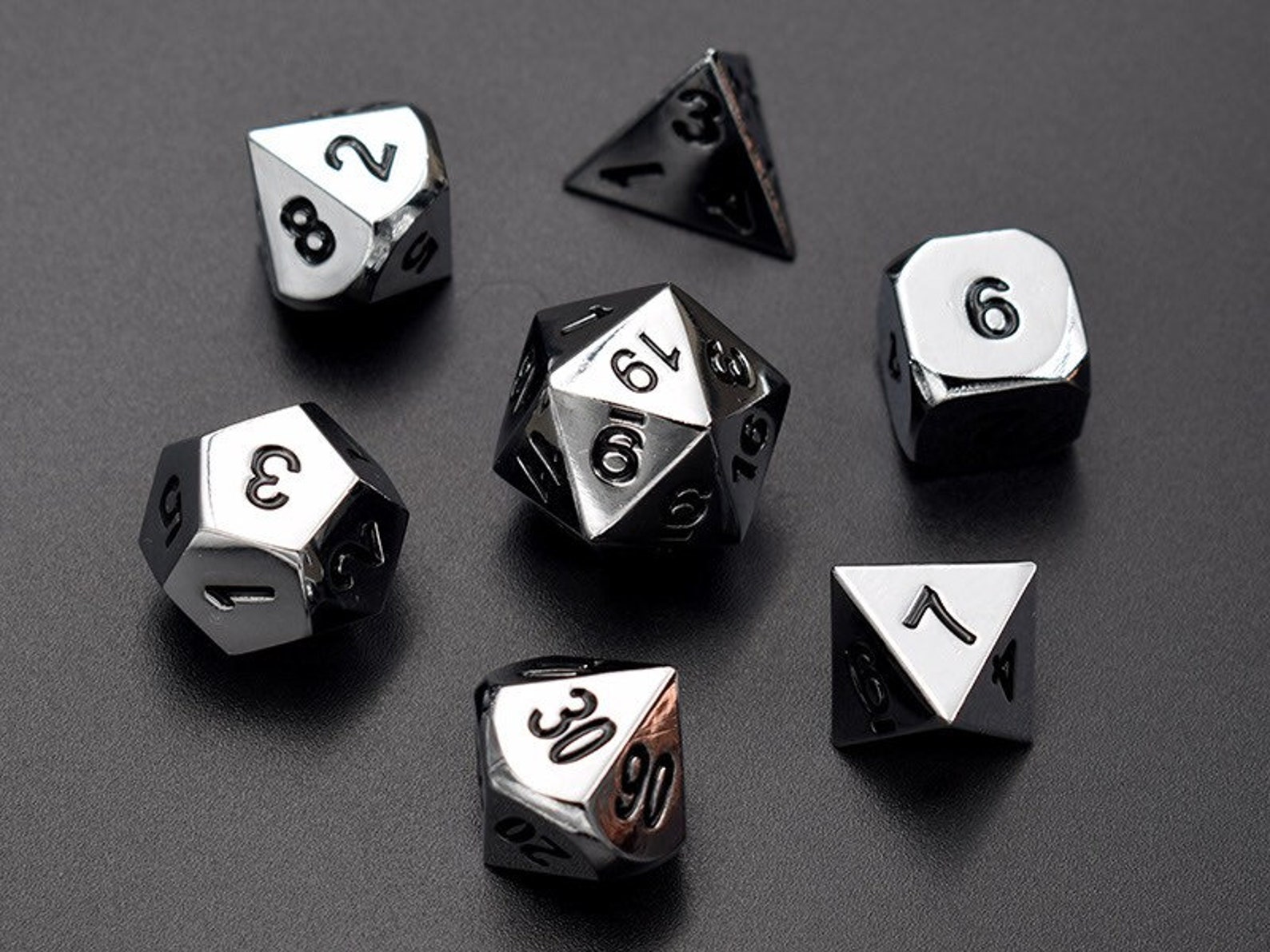 Set of Dice-Solid Metal Heavy Dice-DnD dice-Polyhedral Dice | Etsy