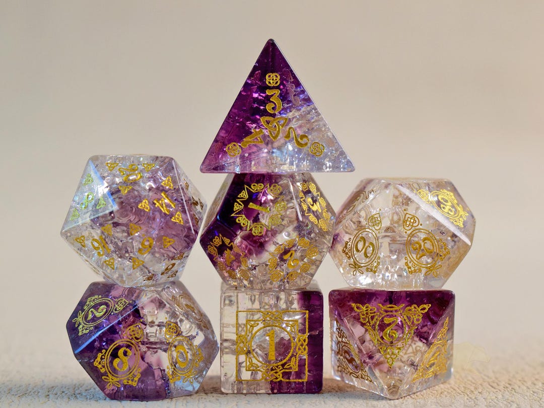 1 FULL Set of Multi-color Lightning Glass Dice Set-dungeons & Dragons ...