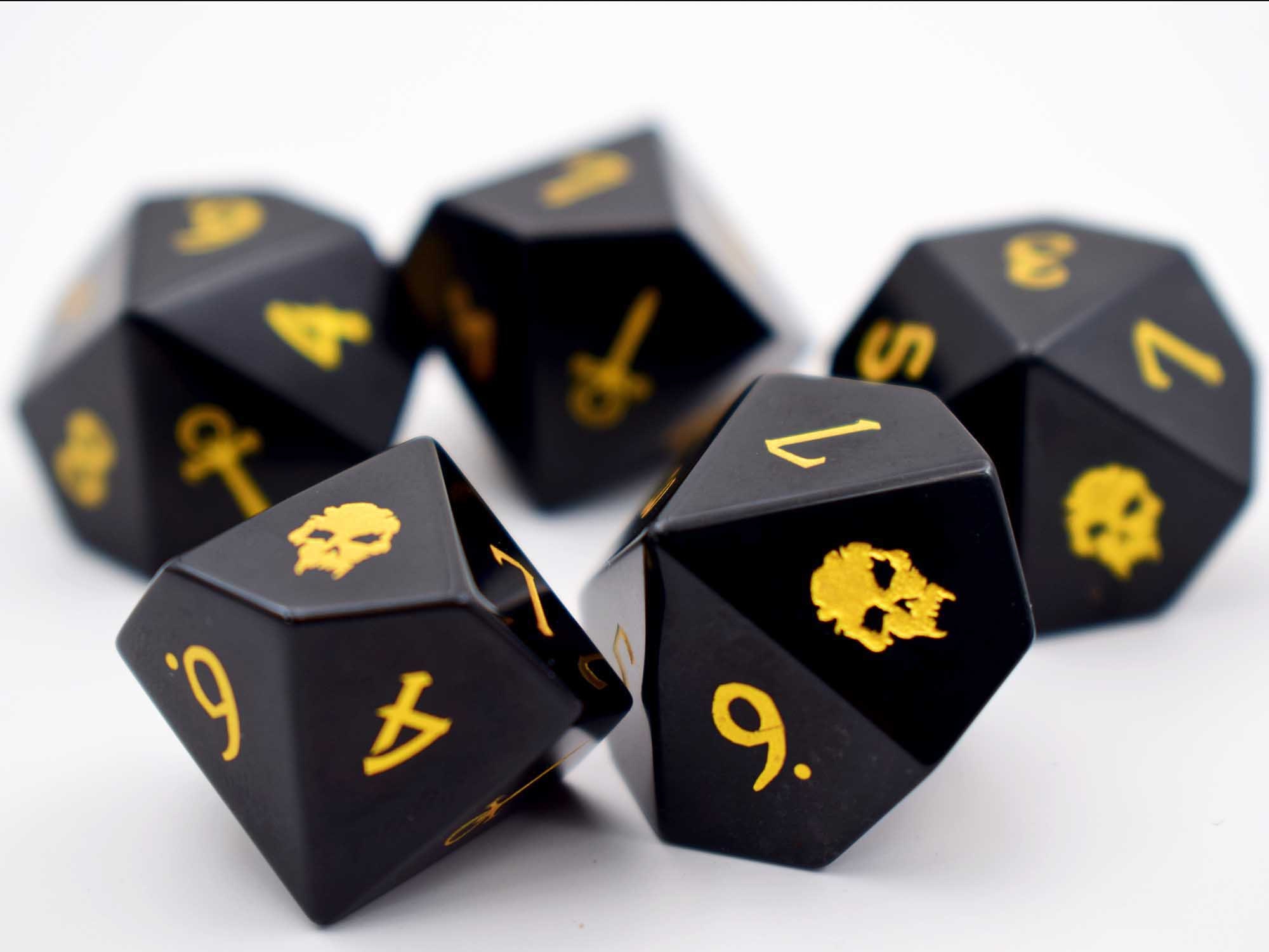 Black Obsidian Vampire Dice Set-vtm Dice-vampire Dice Set-engraved D10s ...