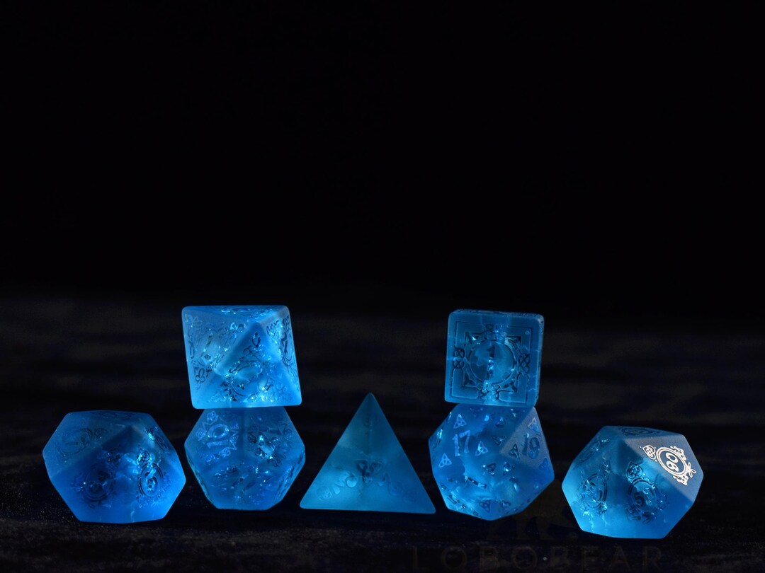 Blue Lightning Glass Raised Dice Set-dungeons & Dragons Dice-dnd D and ...