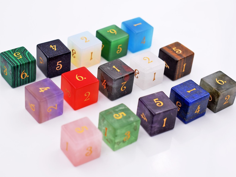 Natural Gemstone D6 Die-engraved D6 Dice-dungeons and Dragons Dice-gem ...