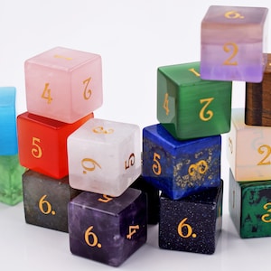 Natural Gemstone D6 Die-engraved D6 Dice-dungeons and Dragons Dice-gem ...