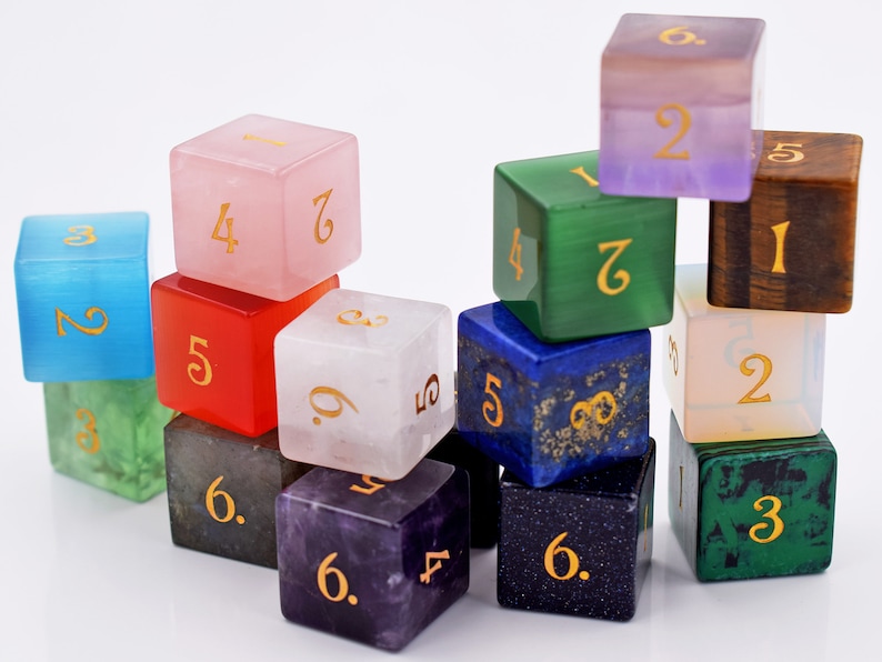 Natural Gemstone D6 Die-engraved D6 Dice-dungeons and Dragons Dice-gem ...