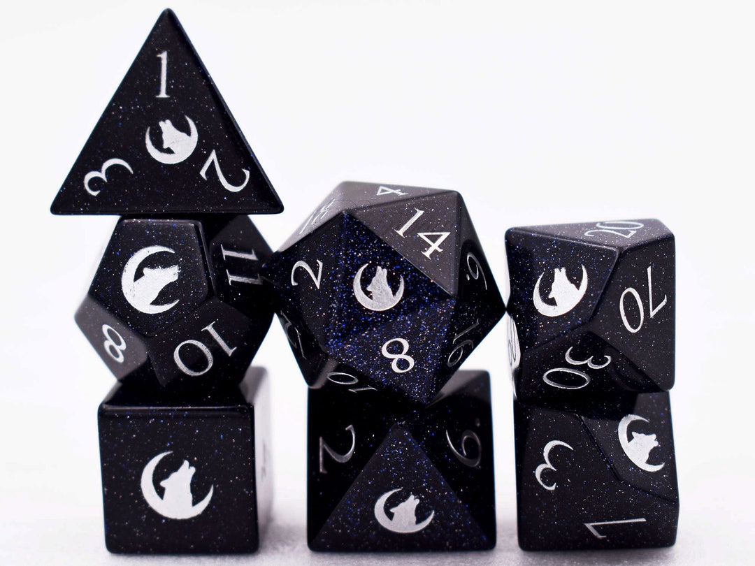 1 FULL Set of Gemstone Dnd D and D Dice Set-dungeons & Dragons D20-moon ...