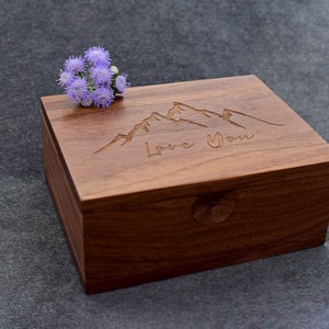 Walnut Pull Out Photo Album-custom Photo Box-trinket Wooden Box-memory ...