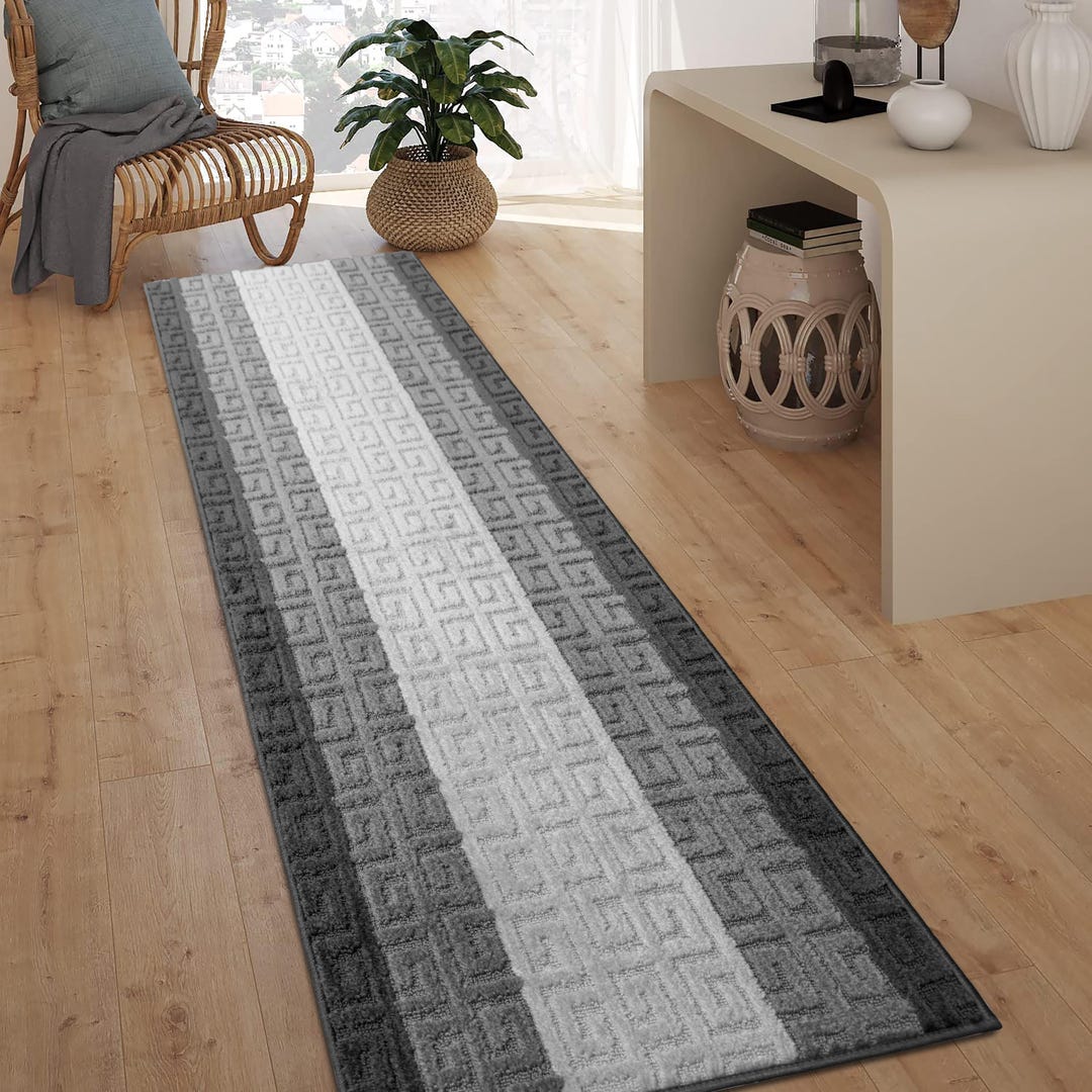 Non-slip, Gray, Washable Carpet Runner Rug With Rubber Backing, Custom ...