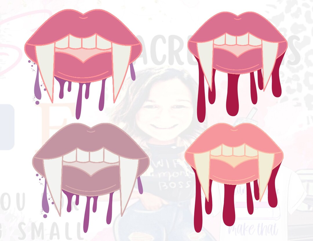 Vampire Lips PNG Bundle, Halloween Clipart, Retro Lips Transparent Png ...