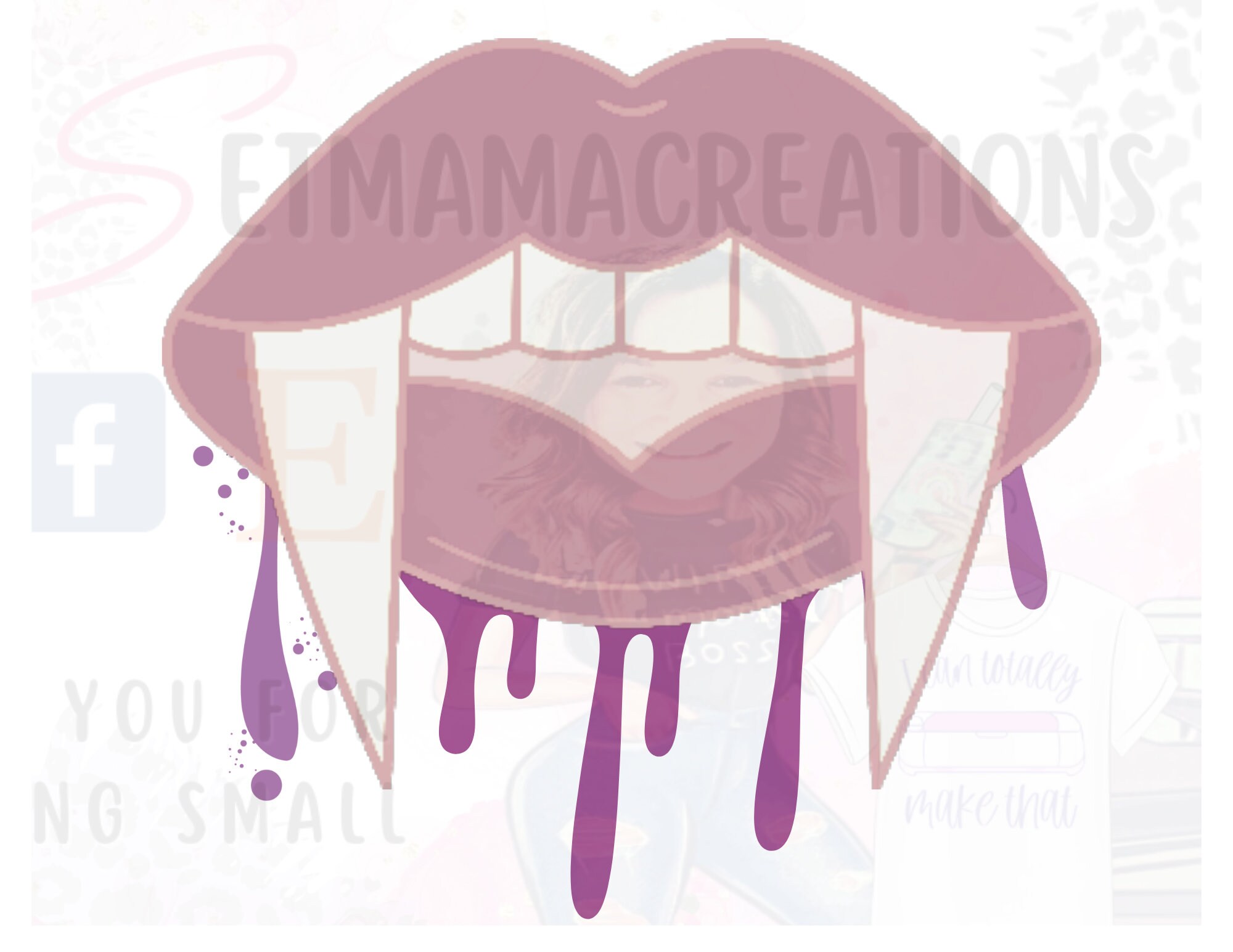 Vampire Lips PNG Bundle, Halloween Clipart, Retro Lips Transparent Png ...