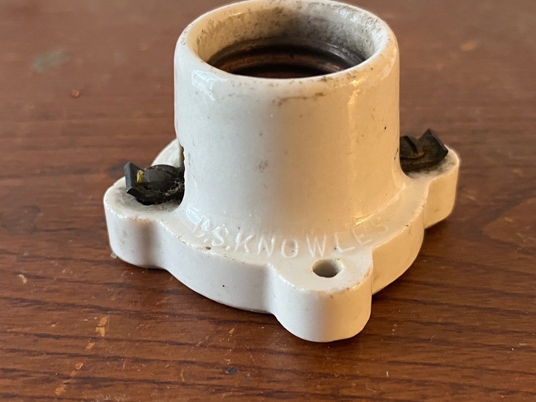 Antique Vintage Porcelain Flush Mount Medium Base Pony Cleat Light ...