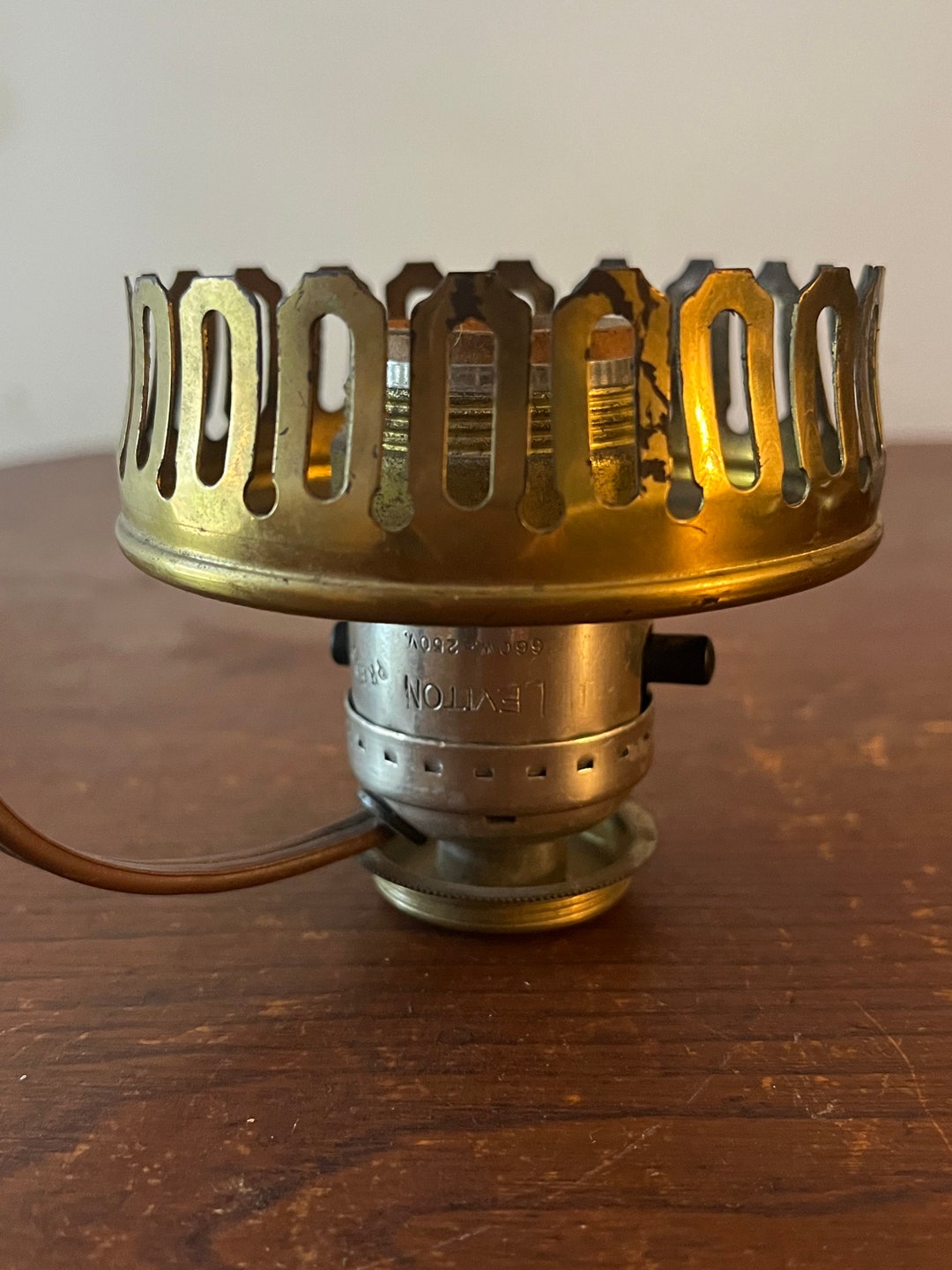 Antique Vintage Brass Electric Oil Lamp Burner Socket Adapter Light ...