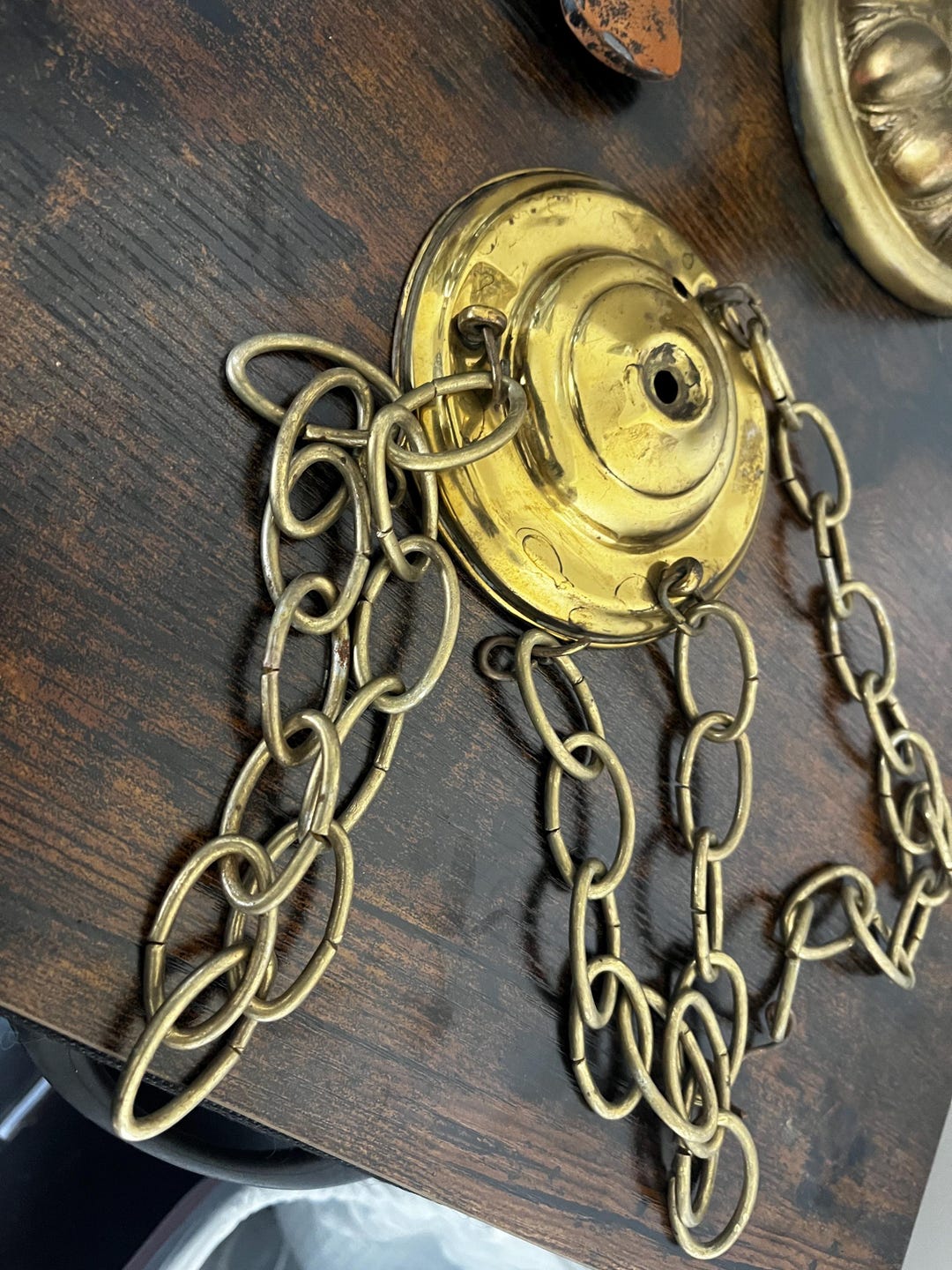 Antique Vintage Brass 3 Chain Ceiling Light Canopy - Etsy