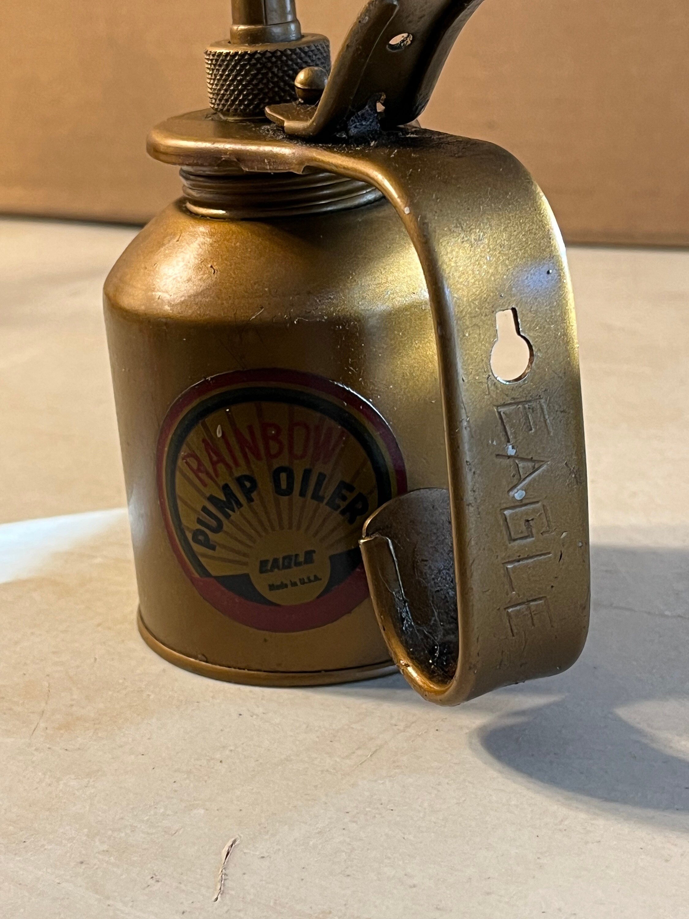 Antique Vintage Eagle Rainbow Handy Pump Oiler Gold Can Gas - Etsy