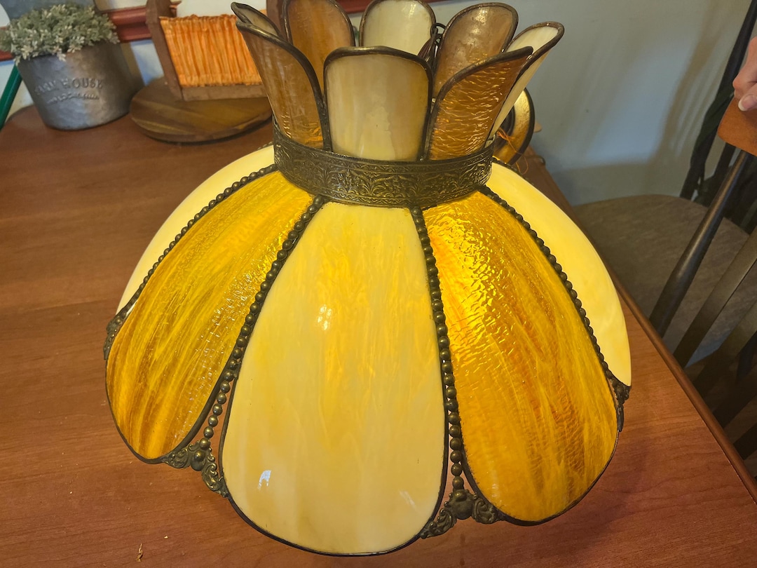 Antique Vintage Mcm Slag Glass 20" Slag Glass Shade Light Fixture - Etsy