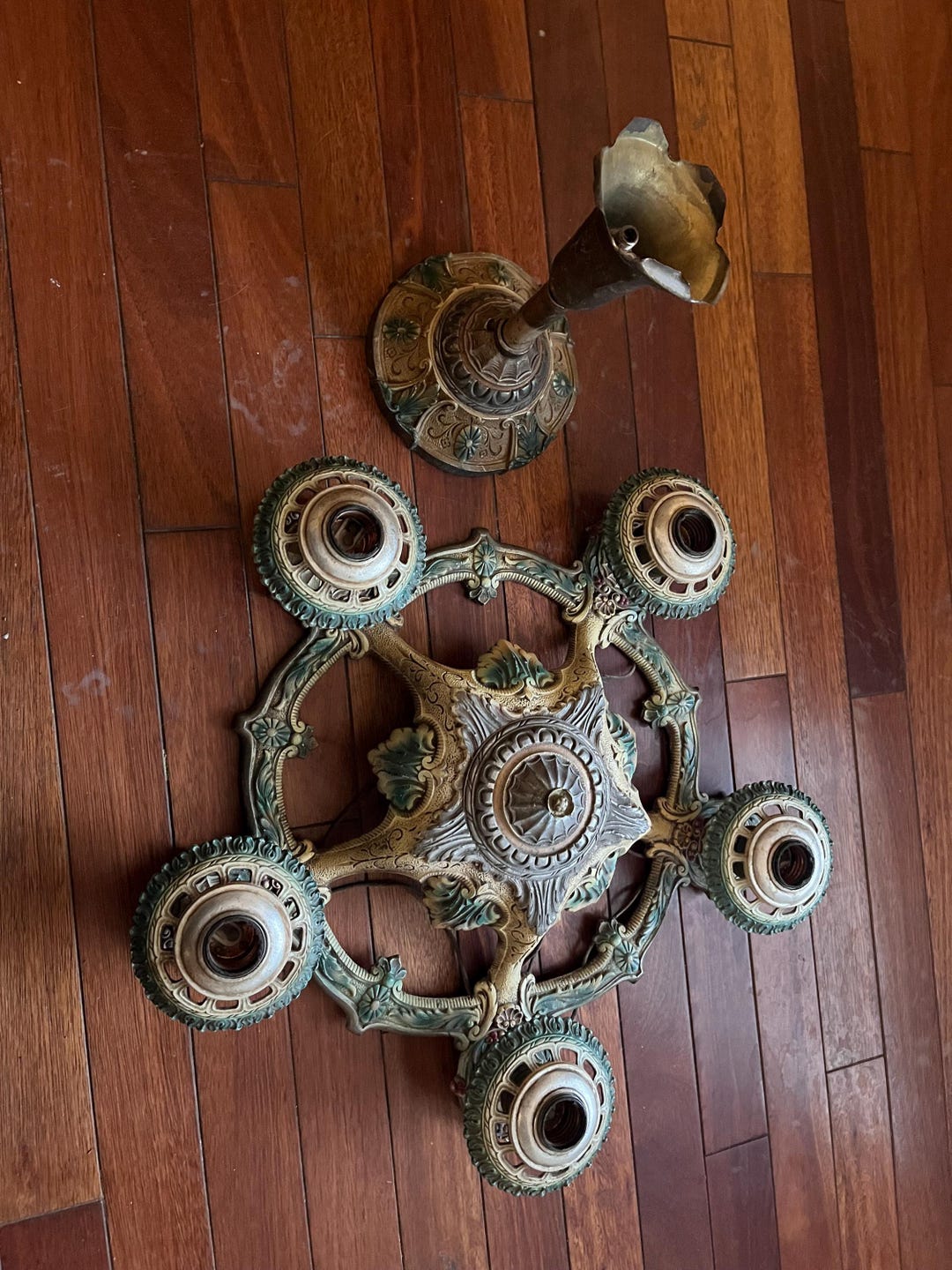 Antique Vintage Polychrome 5 Light Art Deco Ceiling Light Fixture - Etsy