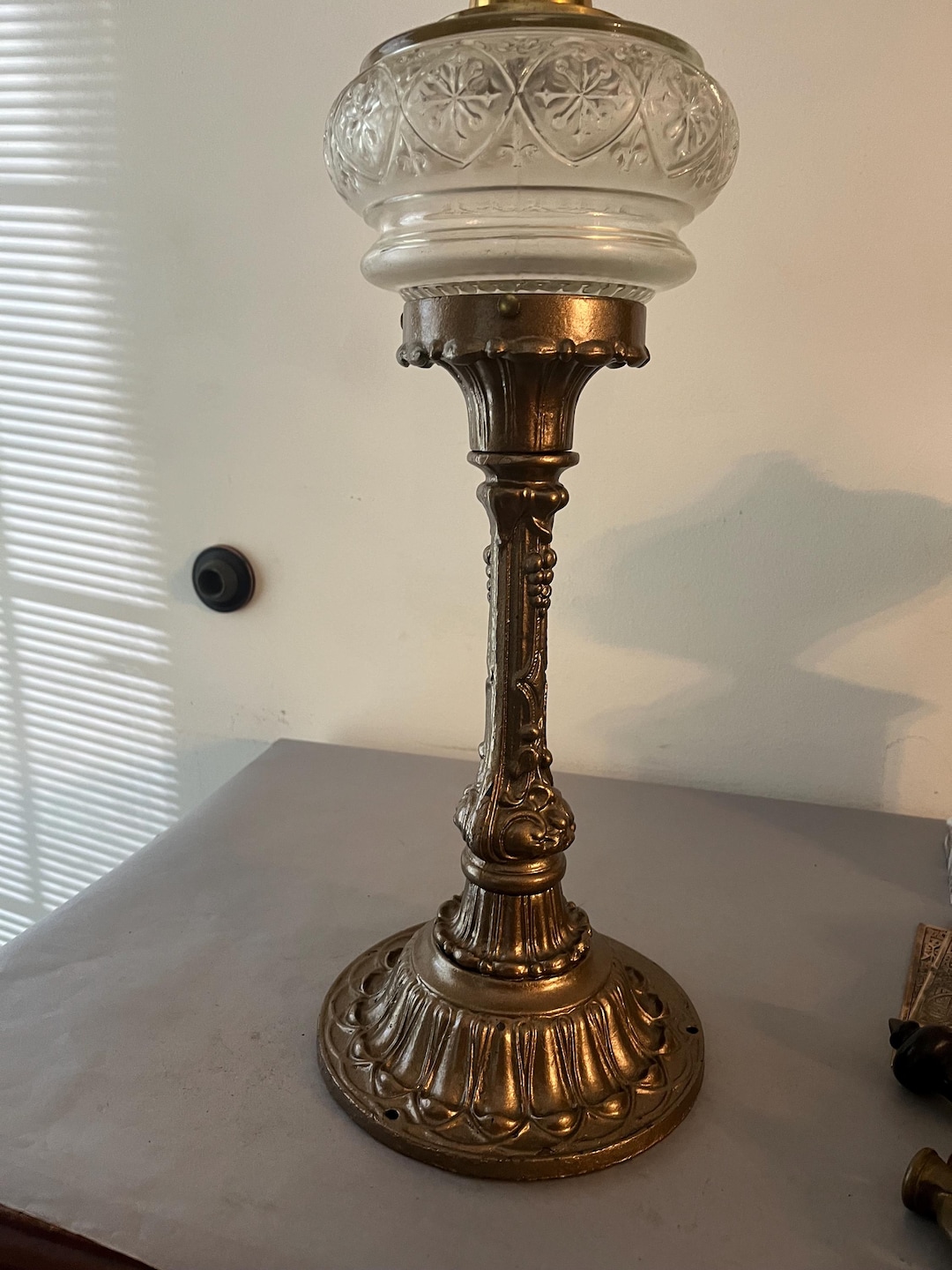 Antique Vintage Pedestal Oil Lamp Base Font Light - Etsy