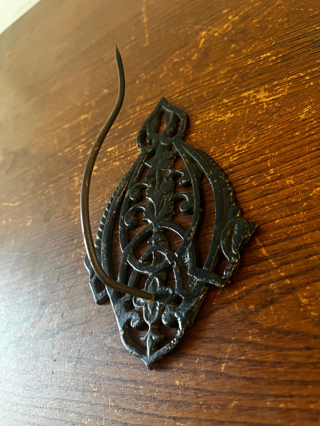 Antique Vintage Farmhouse Primitive Cast Iron Wall Bill Receipt Holder ...