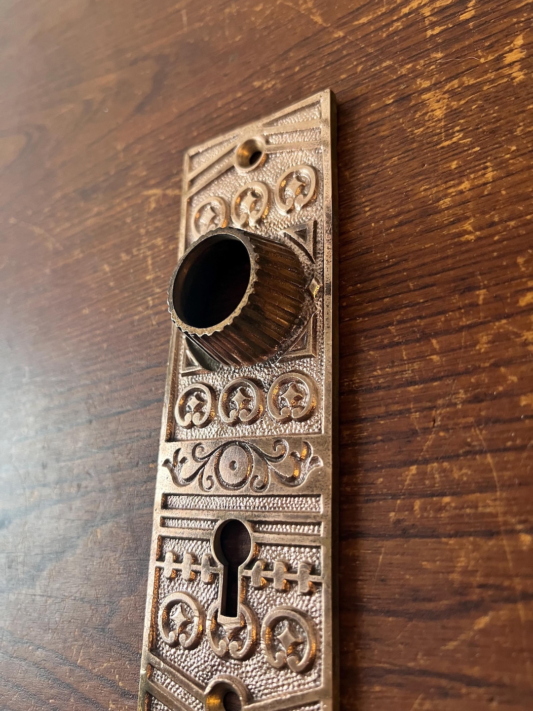 Antique Vintage Cast Bronze Niles Door Knob Keyhole Lock Backplate - Etsy
