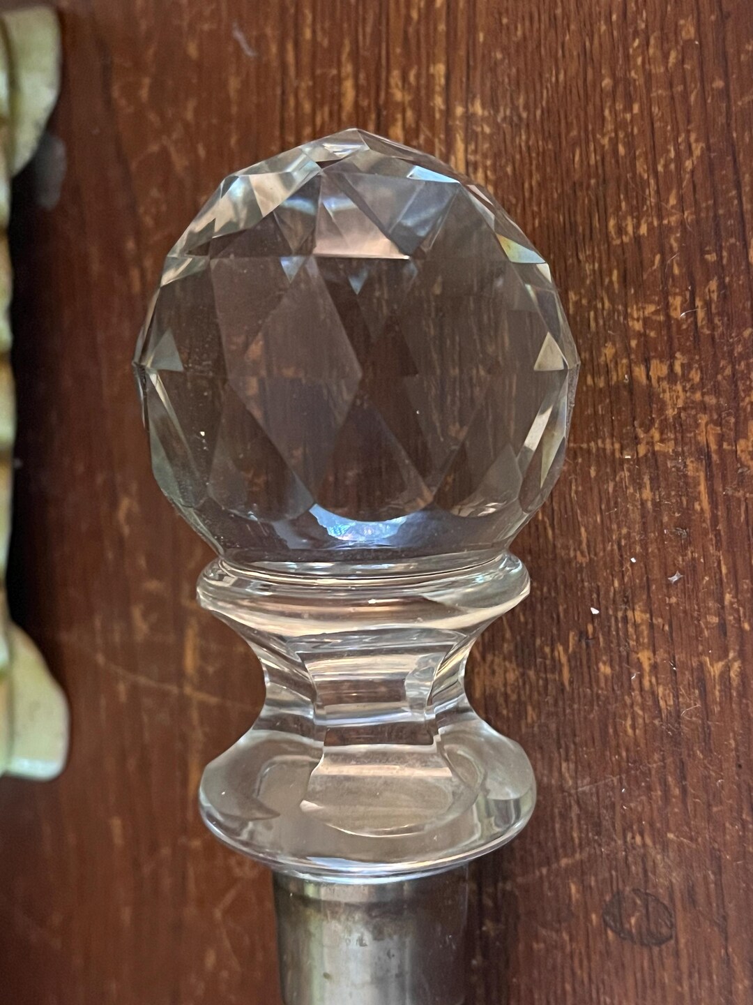 Antique Vintage Large Glass 3 Glass Faceted Brass Finial Handle - Etsy