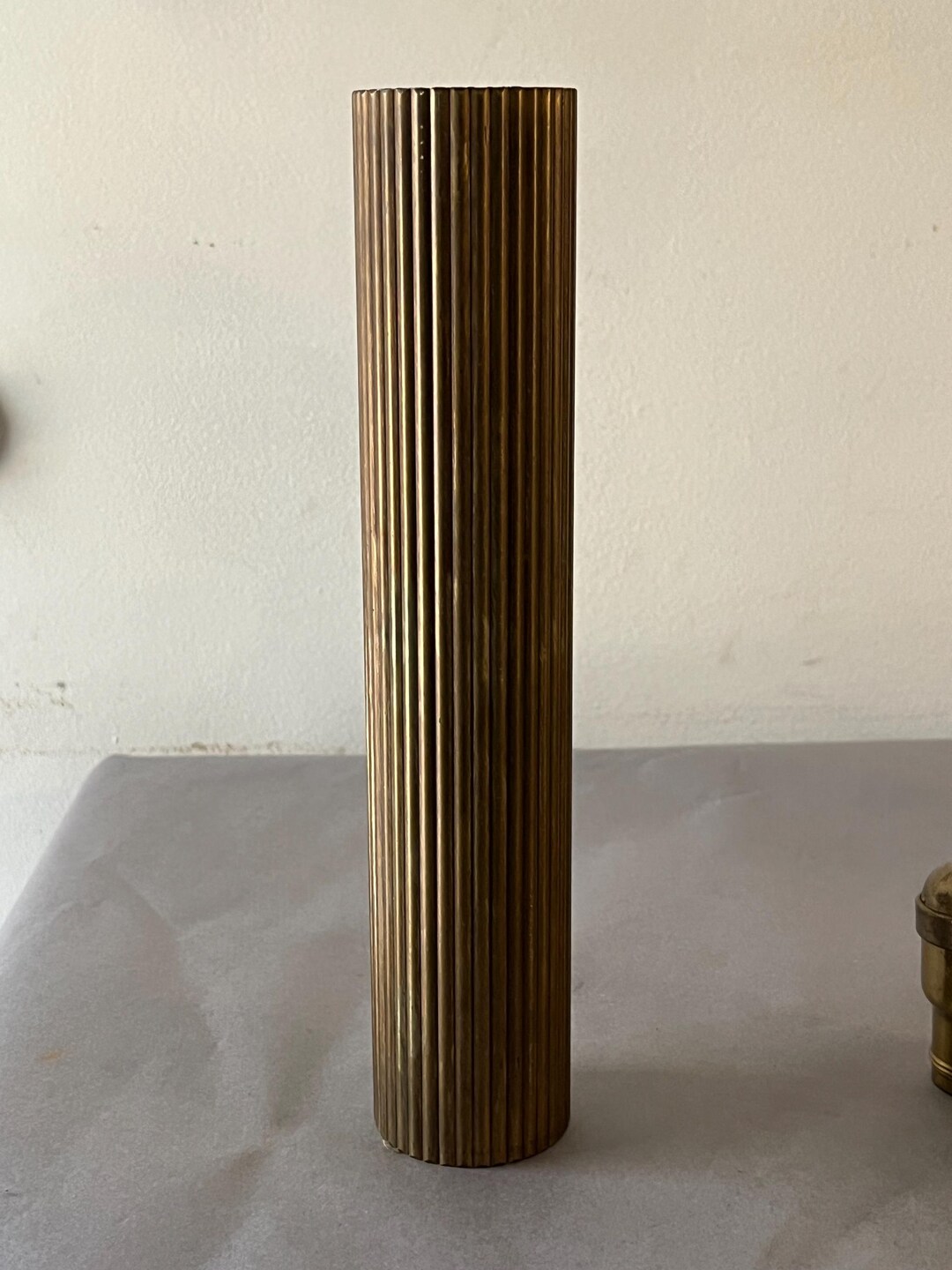 Antique Vintage Large Brass 10 Fluted Lamp Sleeve Pipe Neck Spacer ...